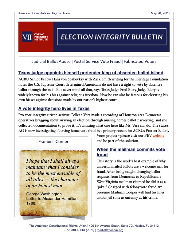 Election Integrity Bulletin | Voting Integrity Institute
