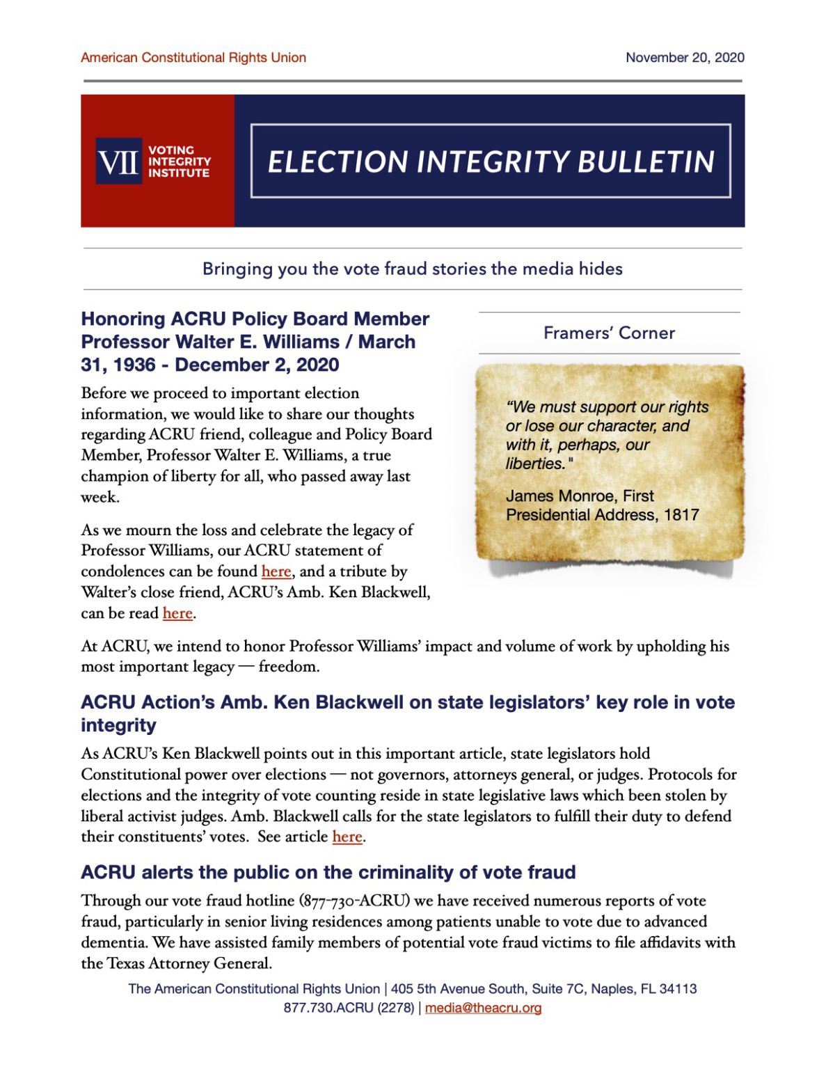 Election Integrity Bulletin - Voting Integrity Institute
