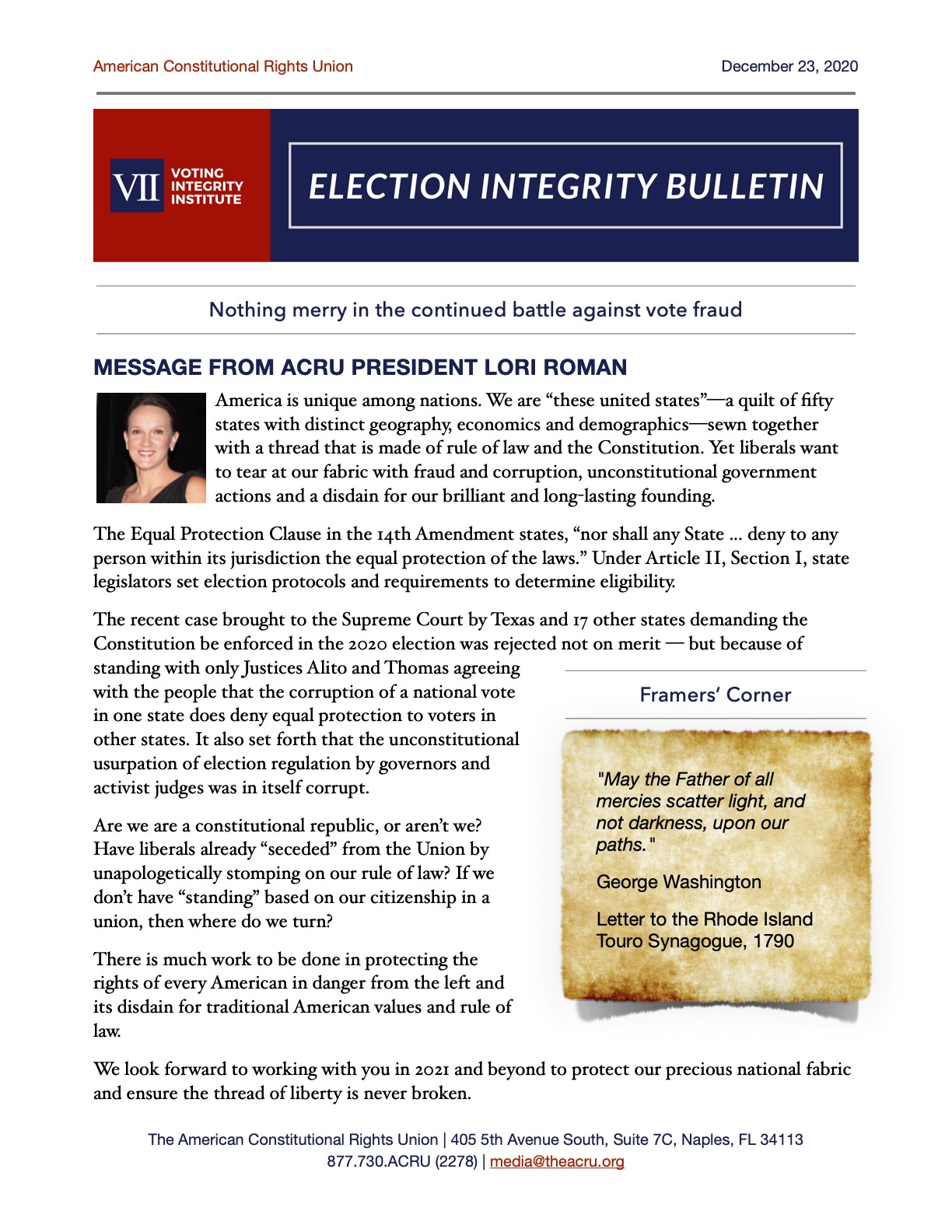 Election Integrity Bulletin - Voting Integrity Institute